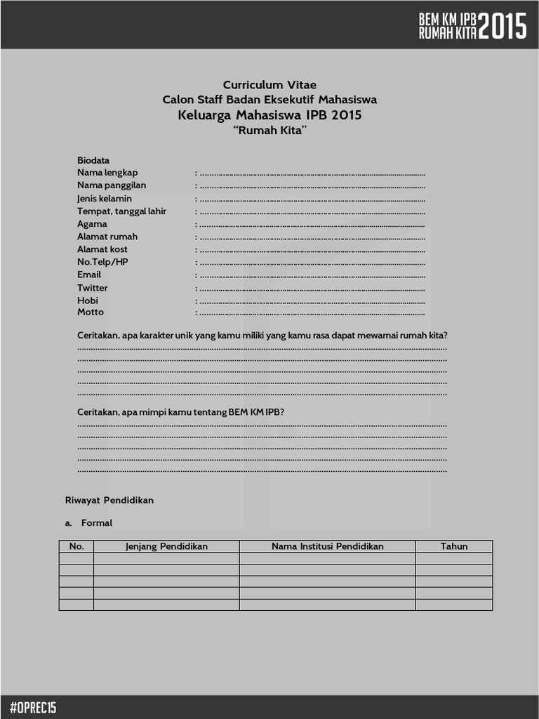 Contoh CV Bem KM | PDF