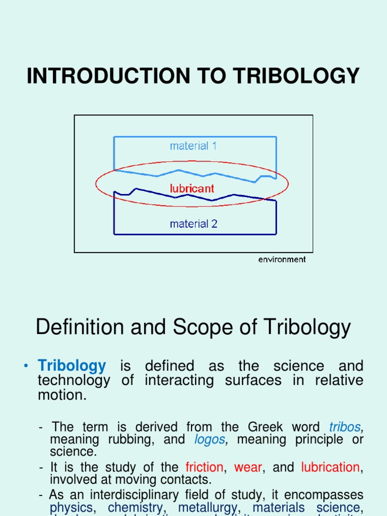 I-Introduction To Tribology | PDF | Wear | Bearing (Mechanical)