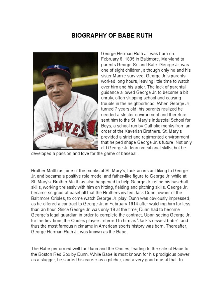 Biography of Babe Ruth | PDF | Babe Ruth | New York Yankees
