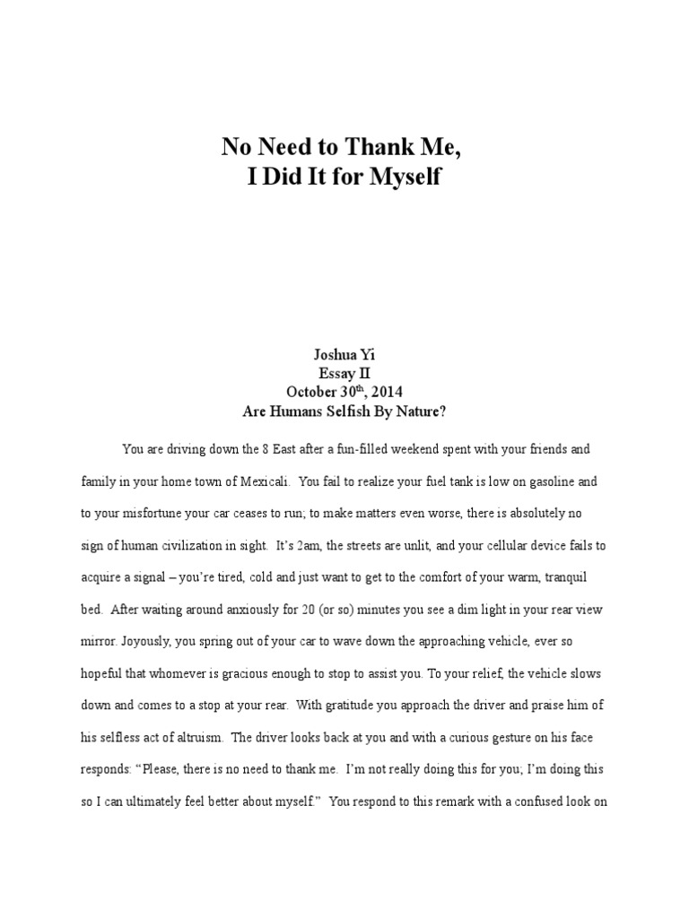 Humans' Selfish Nature Explored | PDF | Psychological Egoism | Altruism