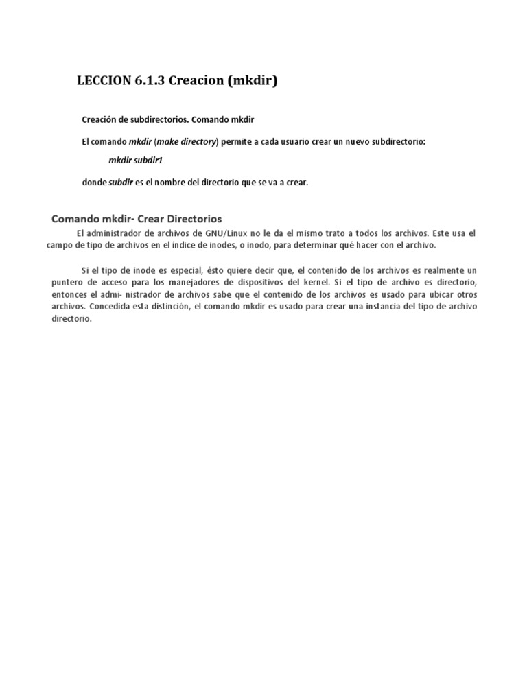 Uso del comando mkdir en Linux | PDF | Directorio (Computación ...