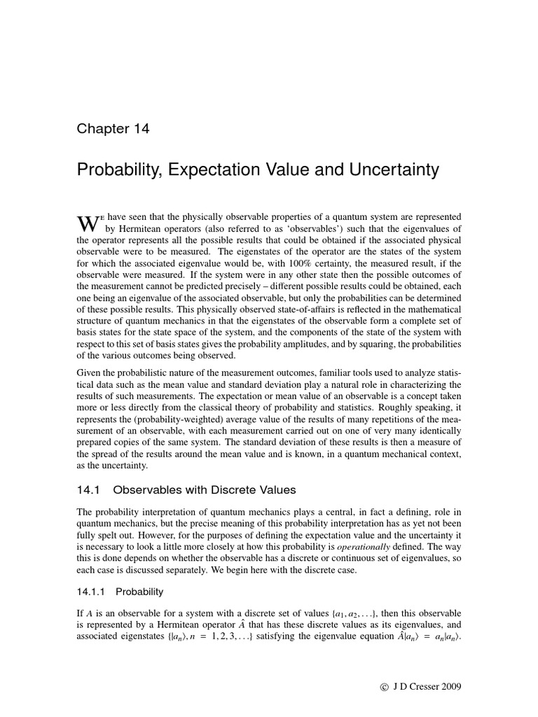 Probability, Expectation Value and Uncertainty | PDF | Probability ...