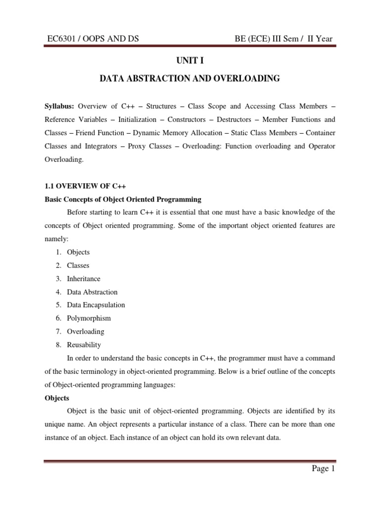 C++ OOP Concepts and Data Structures | PDF | Constructor (Object ...