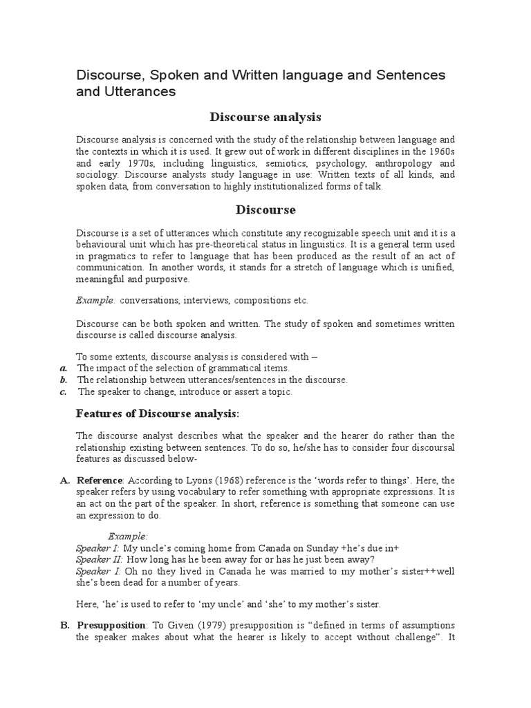 Discourse Analysis | PDF | Sentence (Linguistics) | Interpersonal ...