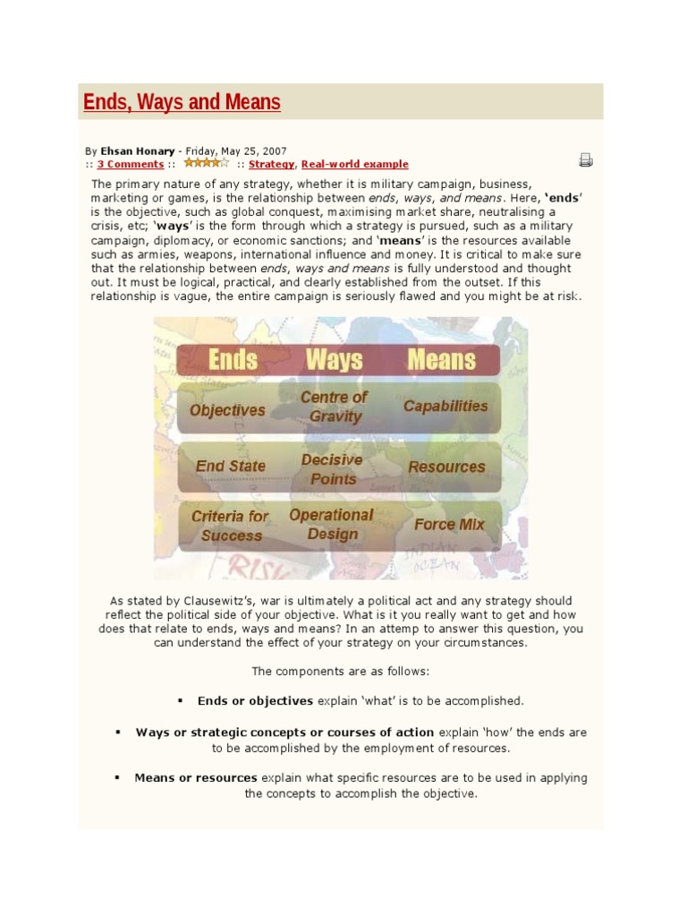 Ends, Ways and Means: 3 Comments Strategy Real-World Example | PDF ...