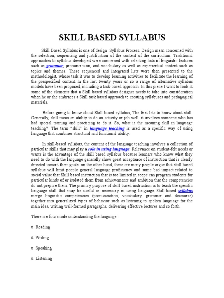 Skill Based Syllabus | Download Free PDF | Stress (Linguistics ...