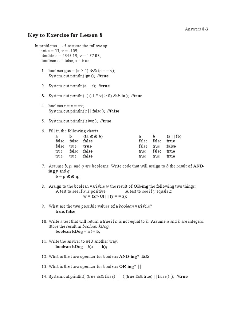 Lesson 8 Answer Key | PDF