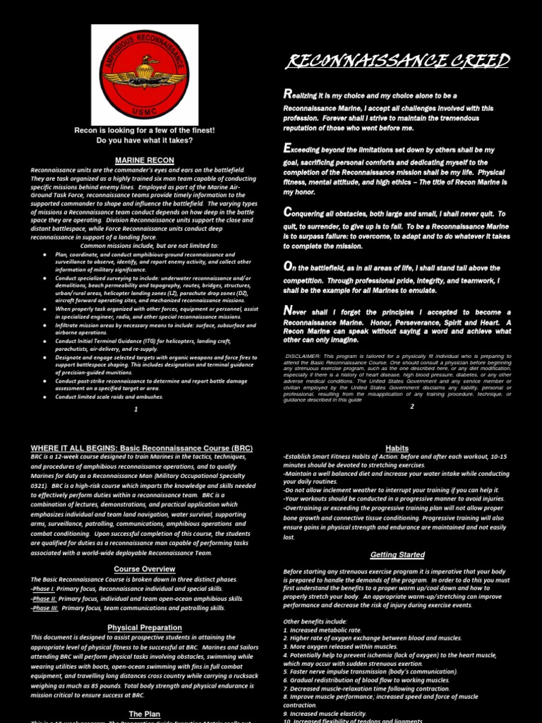 Basic Reconnaissance Course Preparation Guide | Reconnaissance | Foods