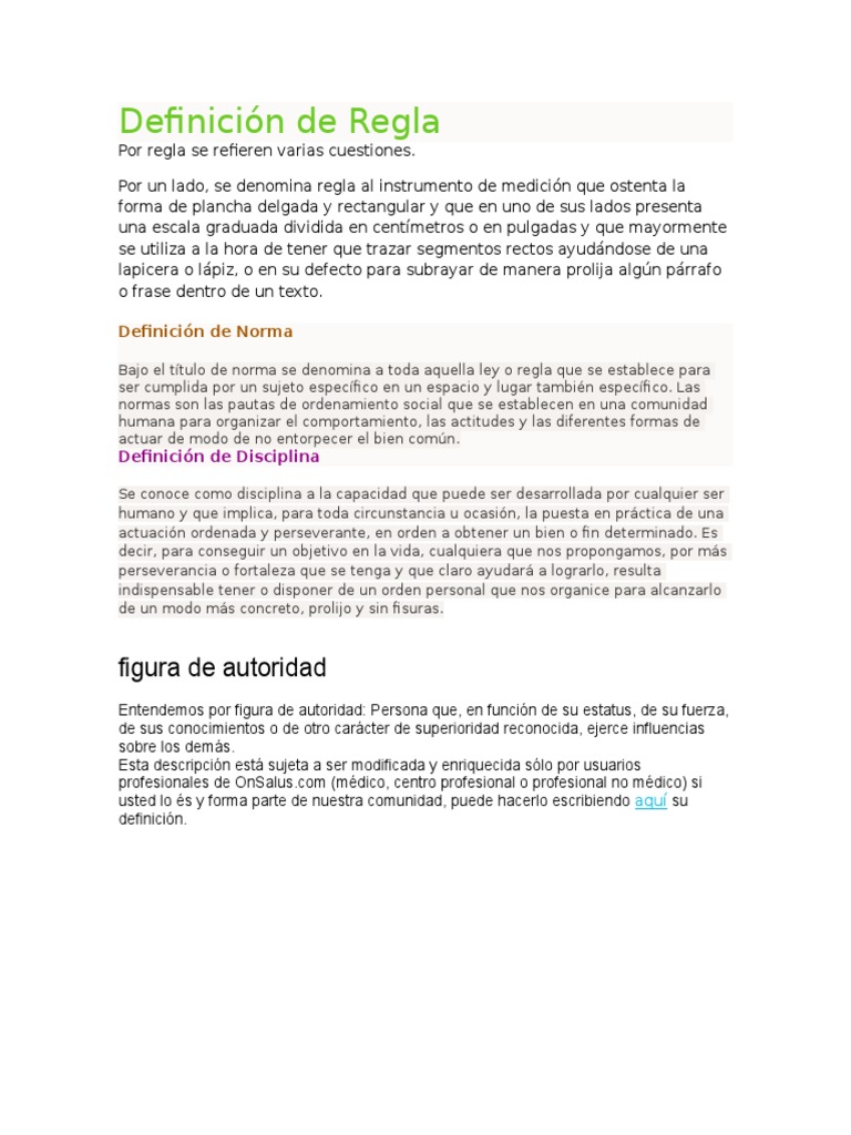 Definición de Regla | PDF | Disciplinas | Comportamiento