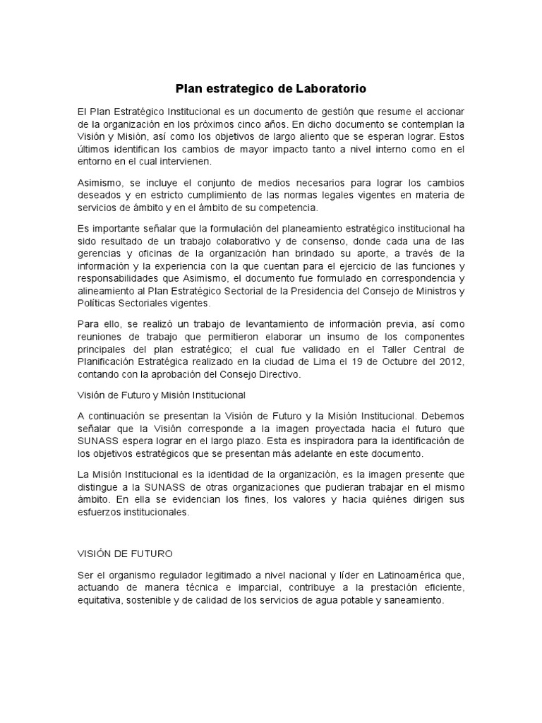 Plan Estrategico de Laboratorio | PDF | Calidad (comercial ...