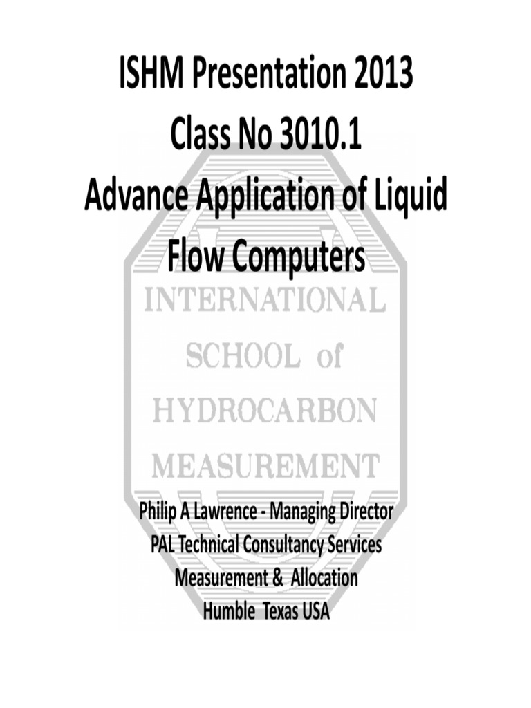 Advance Application of Liquid Flow-Computers ISHM Classroom ...