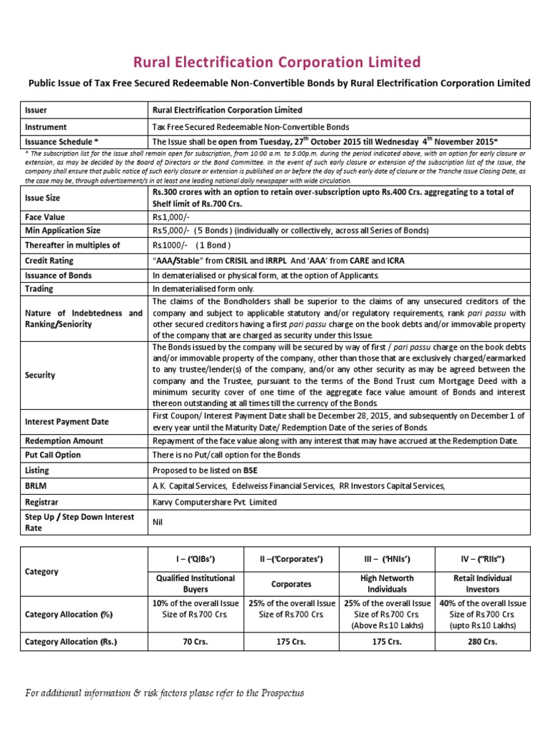 Rural Electrification Corporation Limited | PDF | Bonds (Finance ...