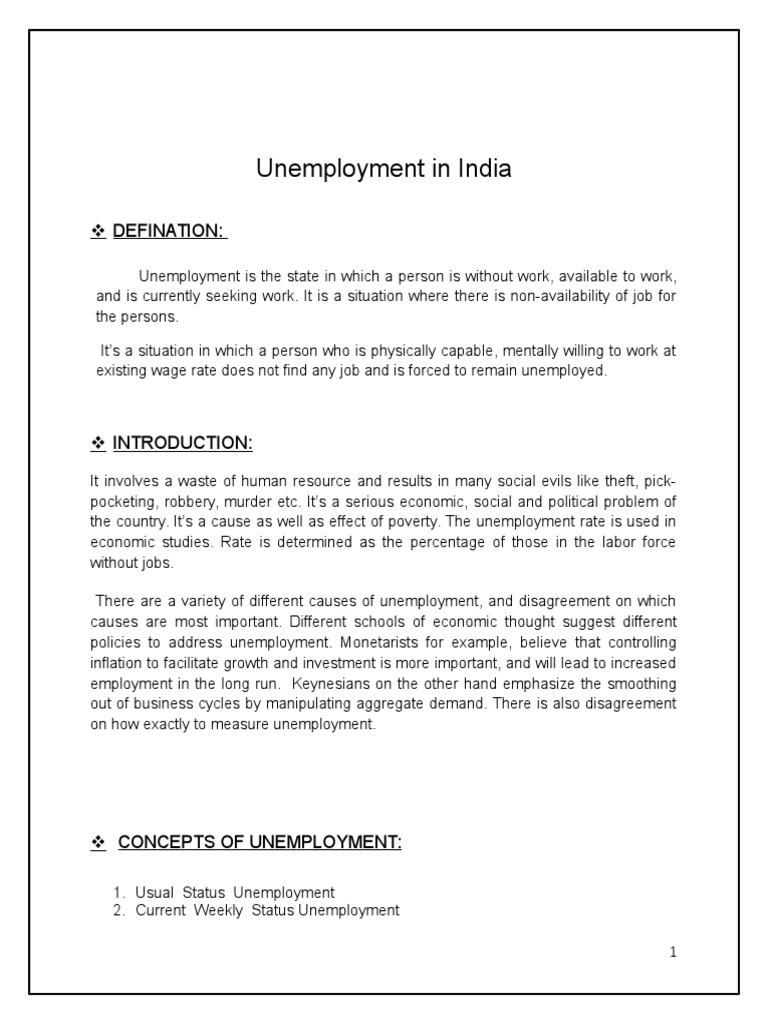 Project About Unemployment in India | PDF | Unemployment | Social Science