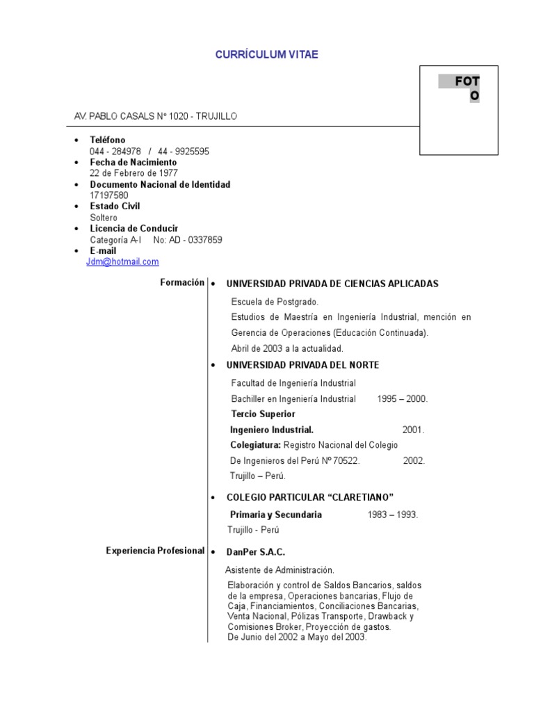 Curriculum Vitae Modelo 01 | PDF | Finanzas y dinero | Tecnología