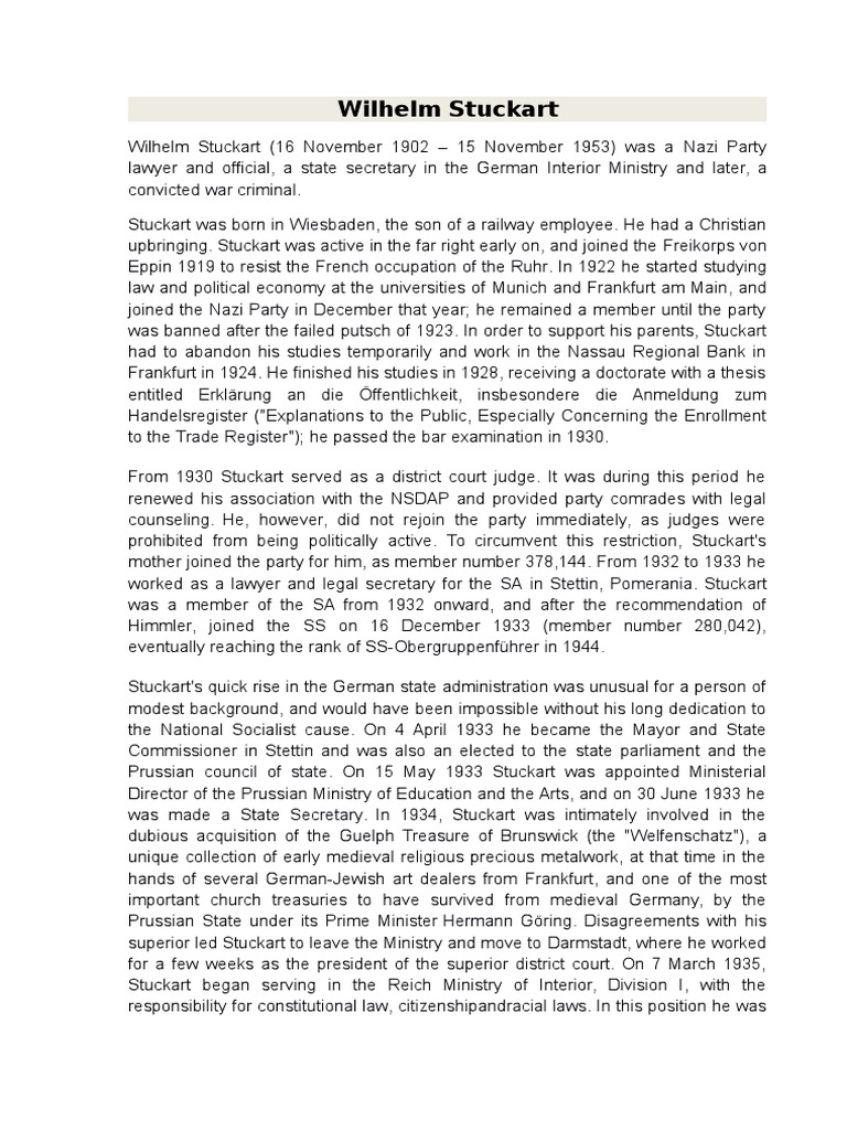 Wilhelm Stuckart | PDF | Fascist States | Nazi Germany