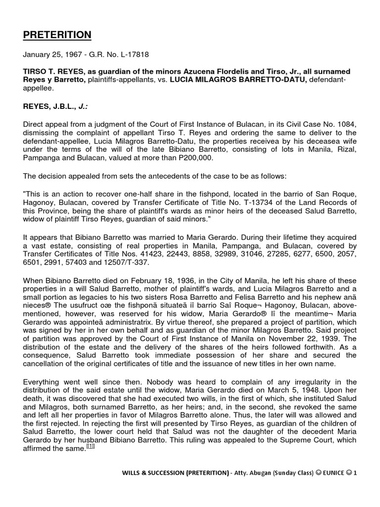 Preterition | PDF | Will And Testament | Probate