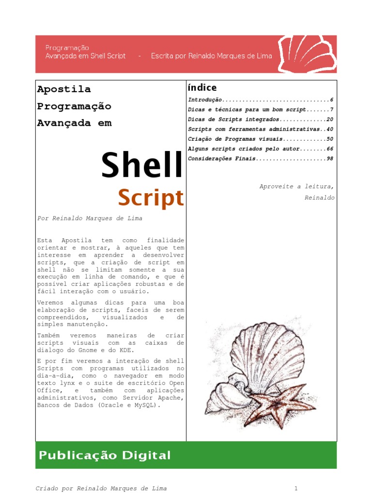Programação Avançada Em Shell Script Pdf Linguagem De Script