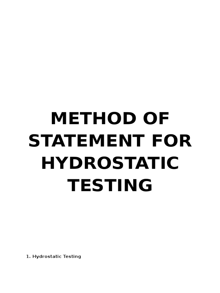 Method of Statement For Hydrostatic Testing | PDF | Valve | Pump