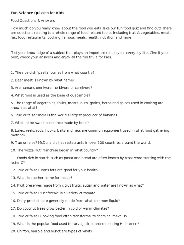 Science Quizzes For Kids | Download Free PDF | Planets | Saturn