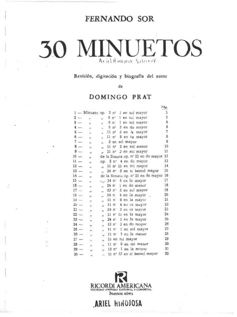 30 Minuetos de Fernando Sor | PDF