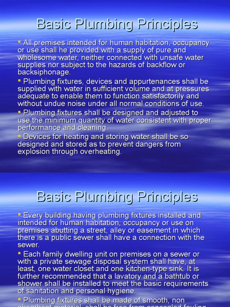 Basic Plumbing Principles | PDF | Plumbing | Sanitary Sewer