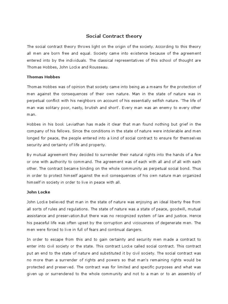 Social Contract Theory | PDF | Social Contract | Philosophical Movements