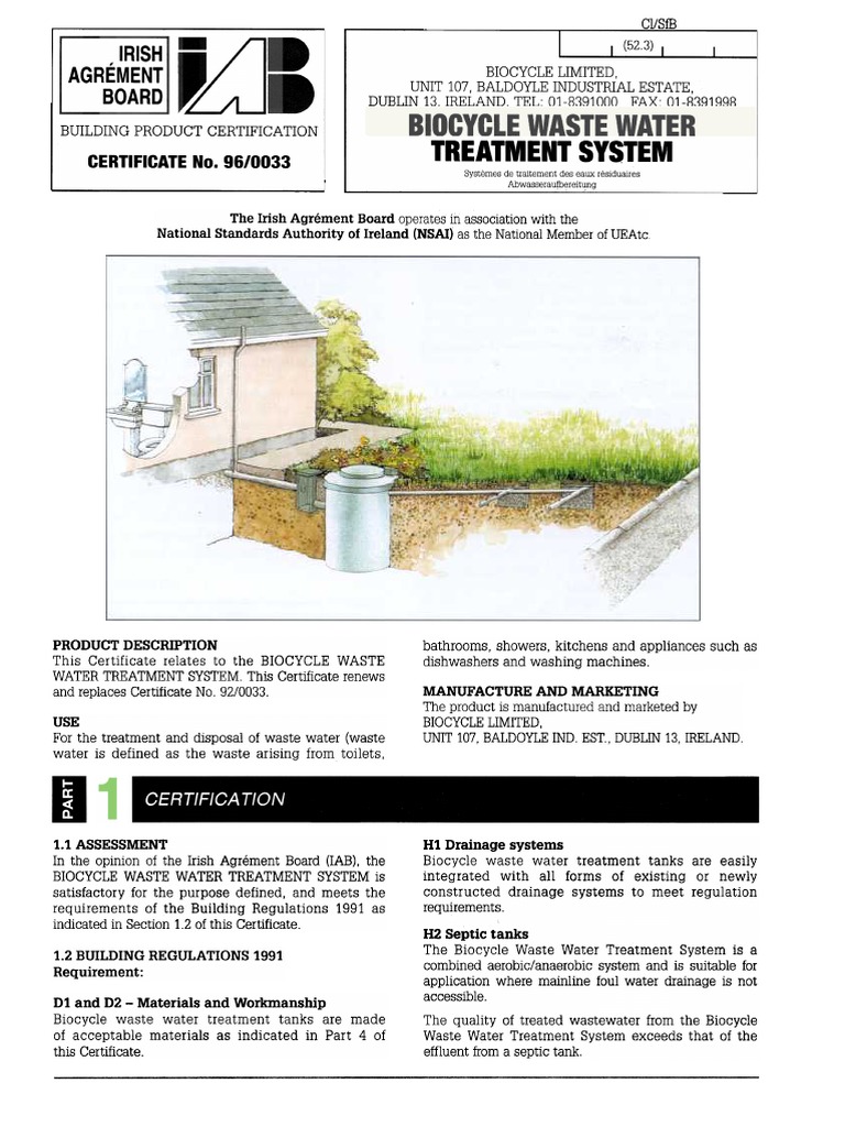 BioCycle Waste Water Treatment System | PDF | Irrigation | Wastewater