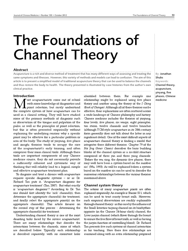 The Foundations of Channel Theory | PDF | Yin And Yang | Acupuncture