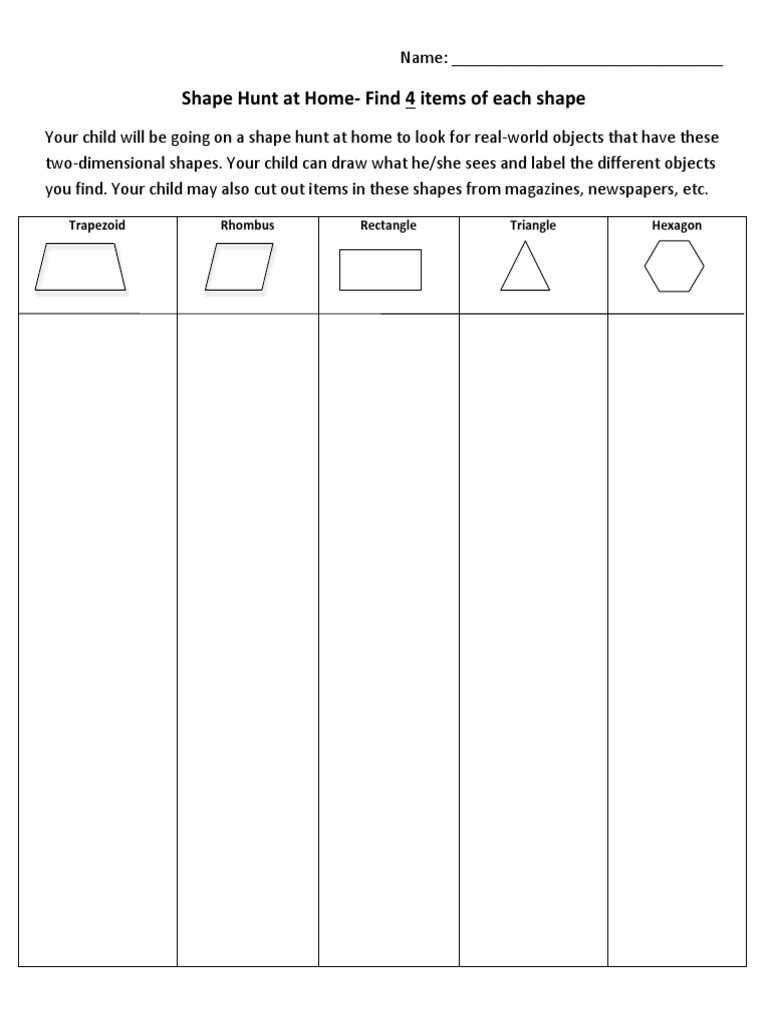Shape Hunt Activity at Home | PDF
