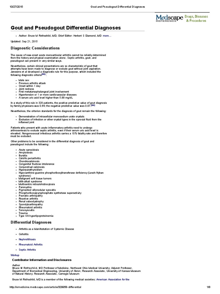 Gout and Pseudogout Differential Diagnoses | Gout | Ophthalmology