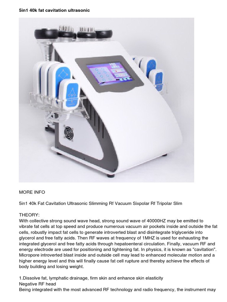 5in1 40k Fat Cavitation Ultrasonic Slimming Rf Vacuum Sixpolar Rf ...