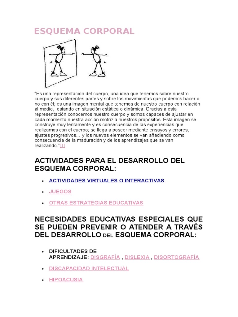 Esquema Corporal | PDF | Codo | Discapacidad intelectual