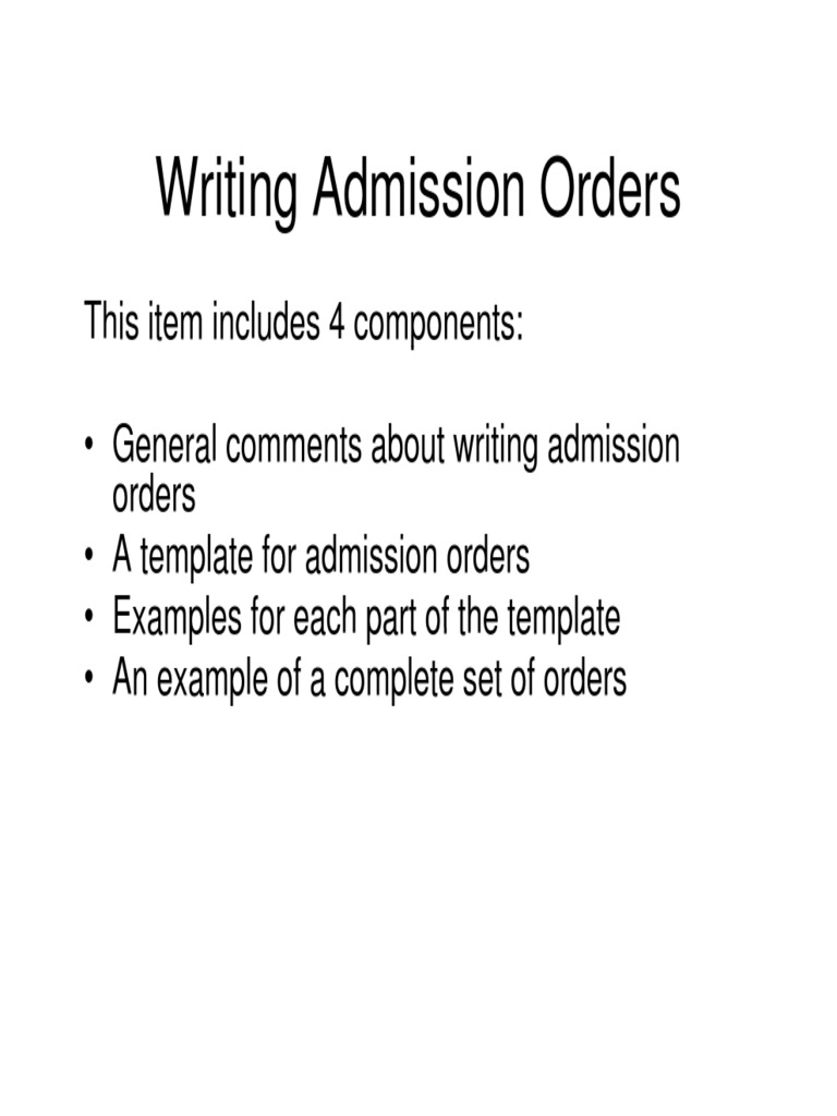 Admission Orders | Monitoring (Medicine) | Health Sciences