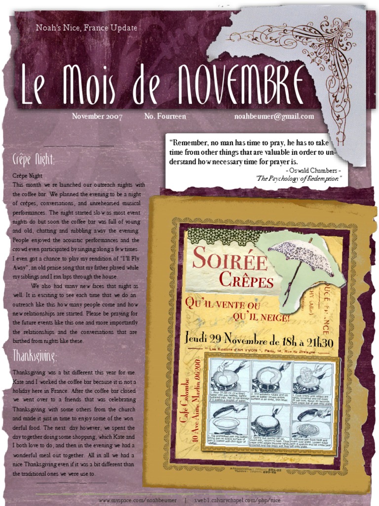 Le Mois de Novembre: Crêpe Night | PDF | Love