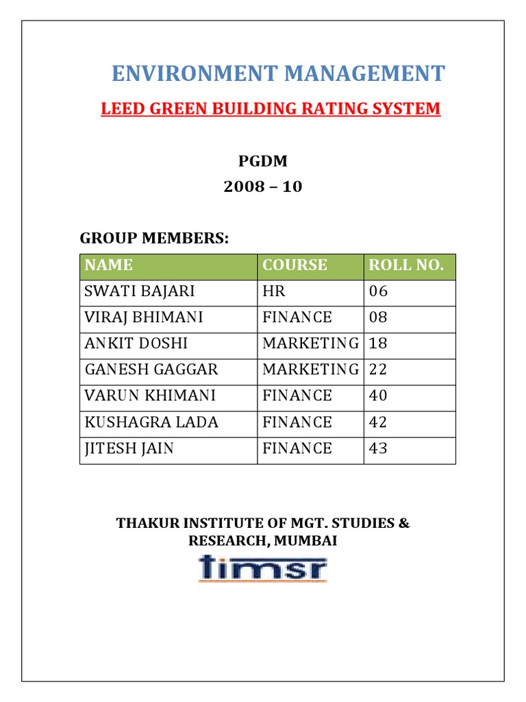 Environment Management: Leed Green Building Rating System | PDF | Green ...