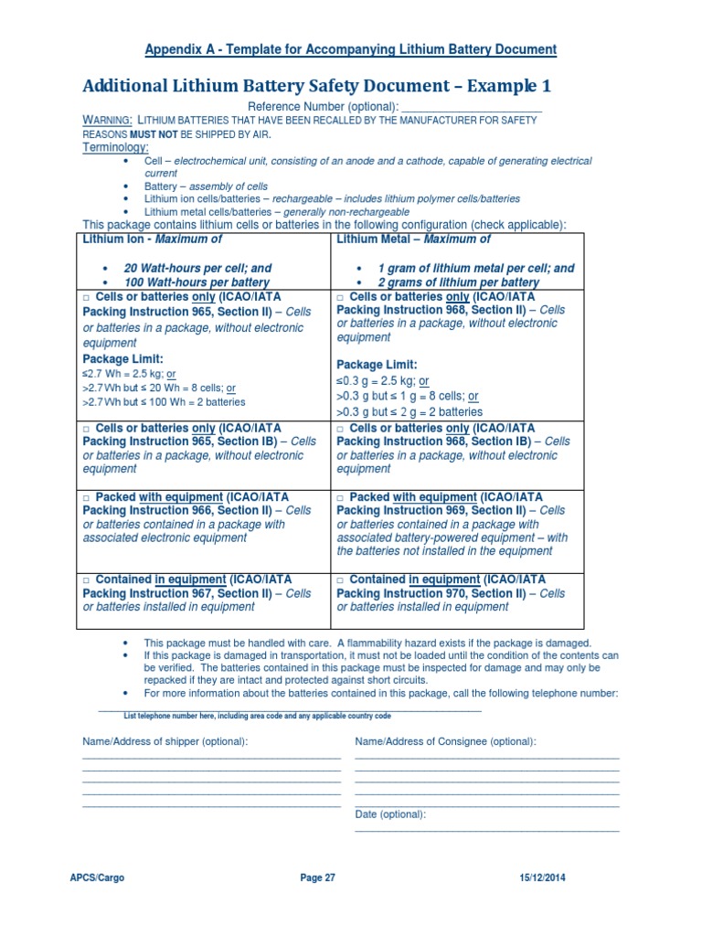 Lithium Battery Safety Document.pdf | Lithium Ion Battery | Battery ...