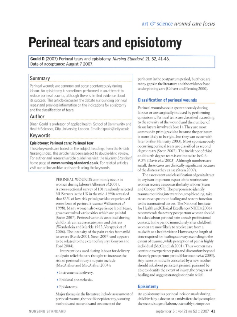 Perineal Tears and Episiotomy | PDF
