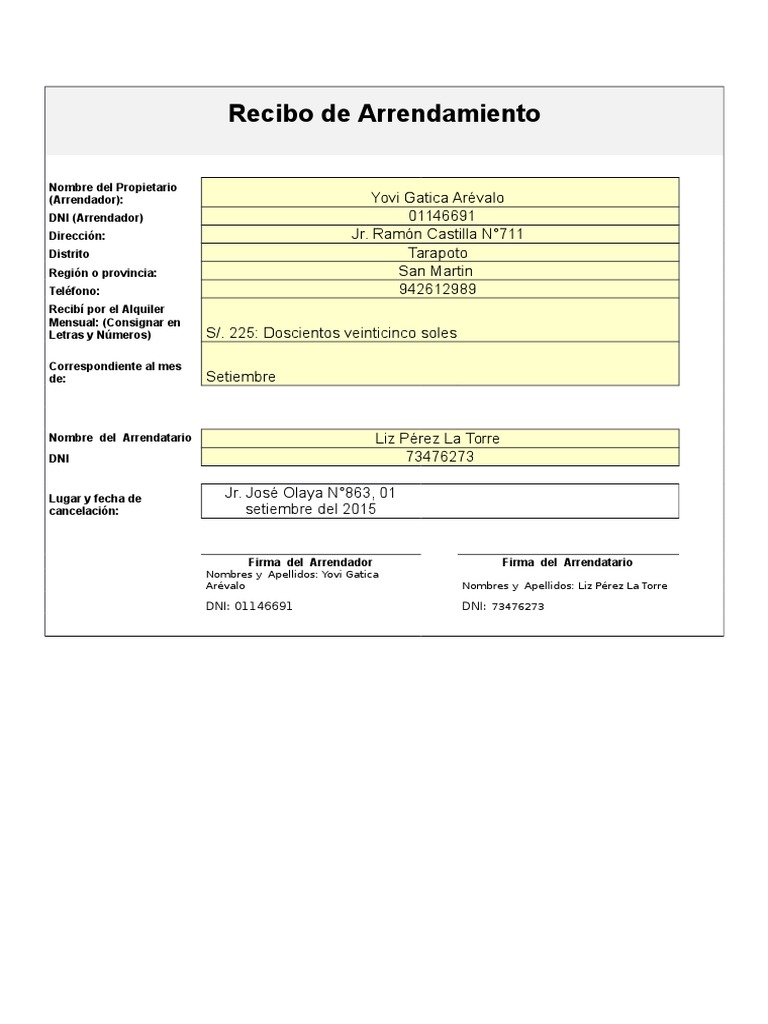 Modelo Recibo Alquiler | PDF