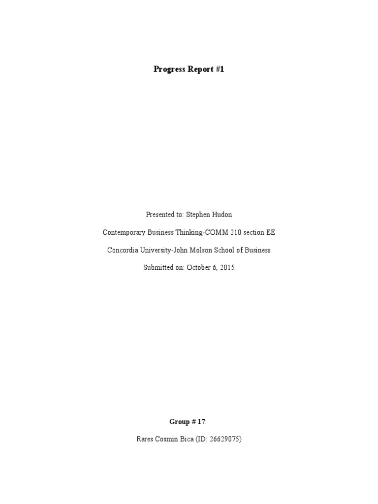 My Progress Report | PDF | Business