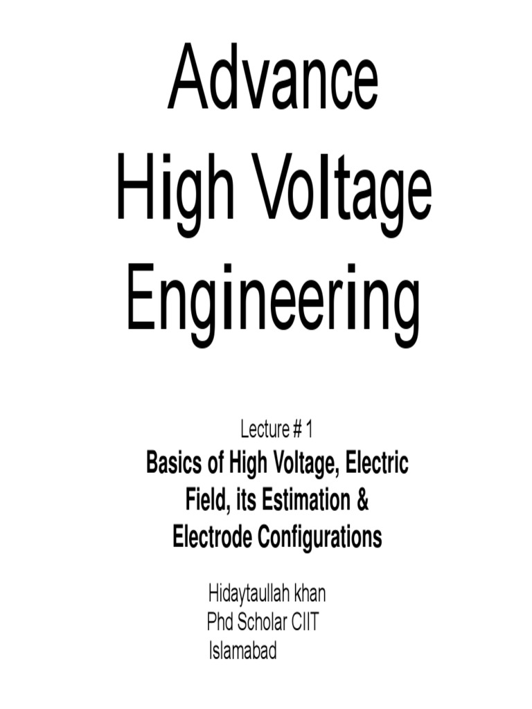 Lecture 1HV - Basics of High Voltage Engineering | PDF | Electrical ...