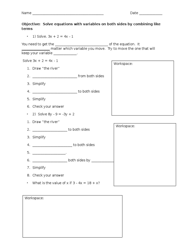 Interactive Notes For Solving Equations With Two Variables | PDF