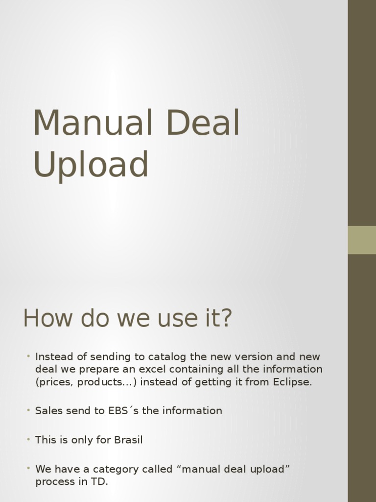 Manual Deal Upload Process Guide | PDF | Career & Growth | Finance ...