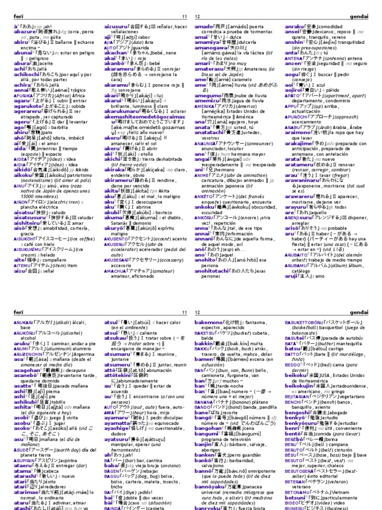 Diccionario Espanol Japones | PDF