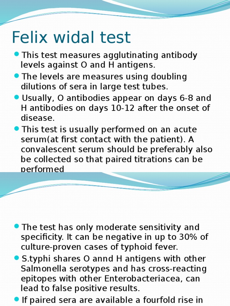 Felix Widal Test | PDF | Immunoglobulin G | Antibody