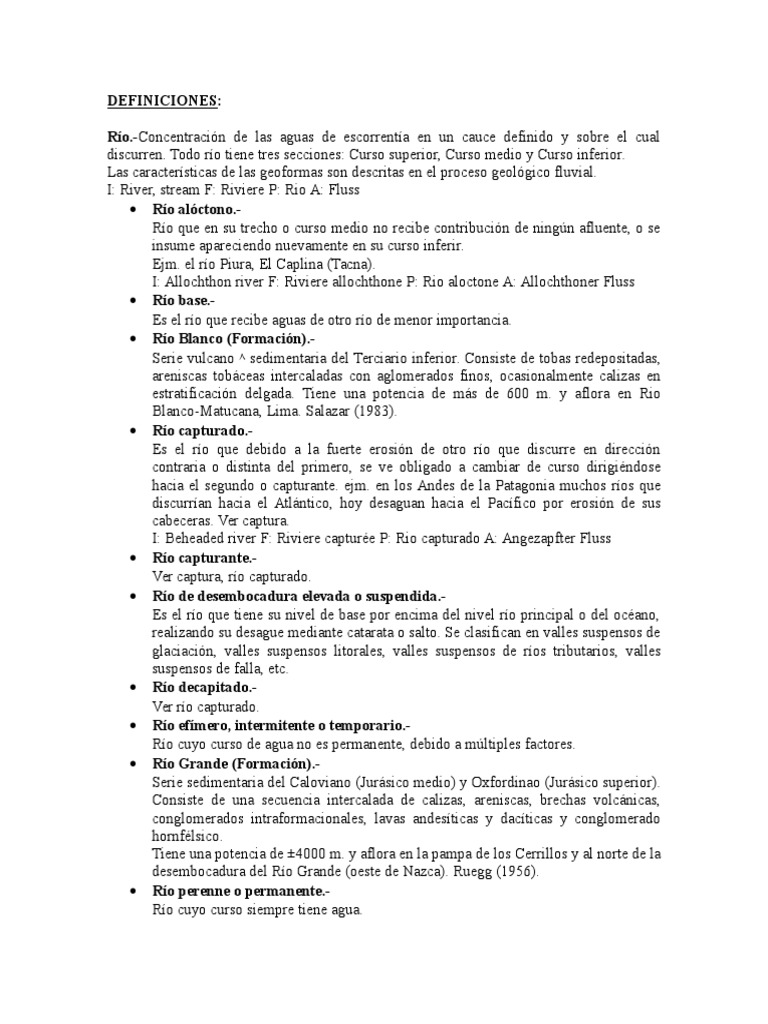 Definición y tipos de ríos | PDF | Río | Ciencias de la Tierra