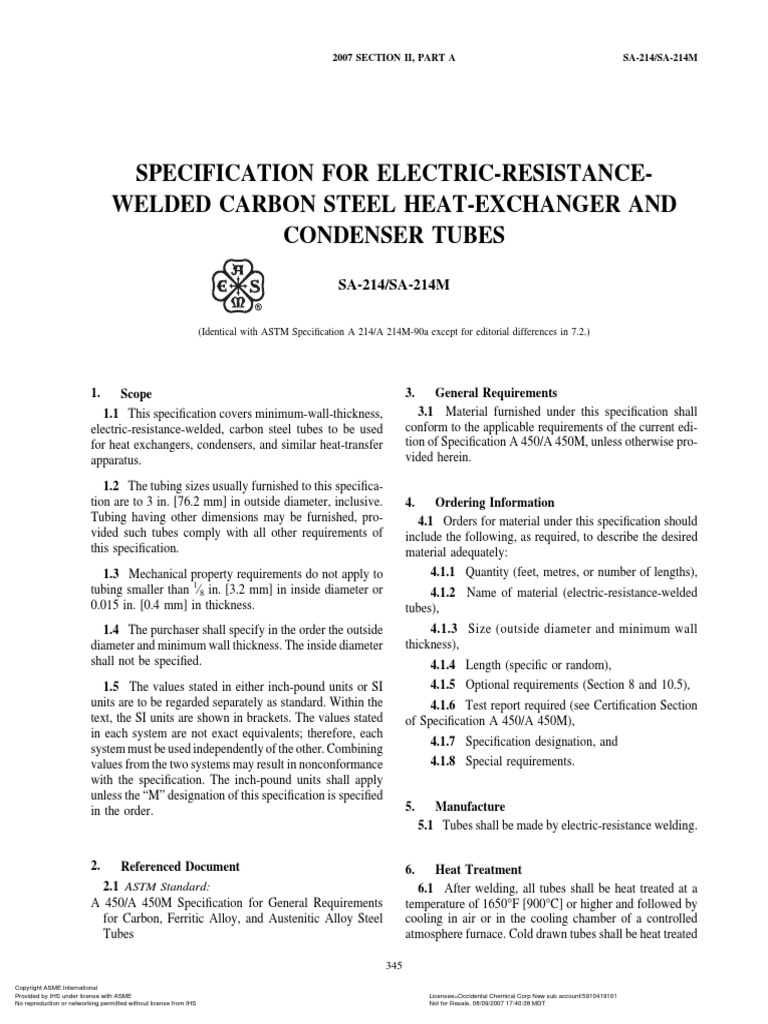 Asme Section II A Sa-214 Sa-214m | PDF | Heat Treating | Pipe (Fluid ...