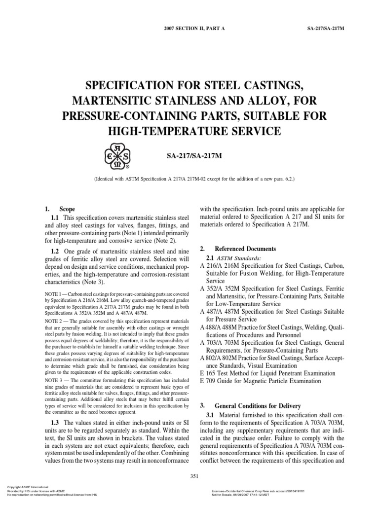 Asme Section II A Sa-217 Sa-217m | PDF | Stainless Steel | Steel