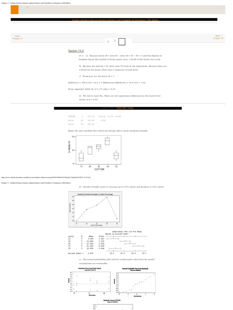 Chapter 13 - Student Solutions Manual Applied Statistics and ...