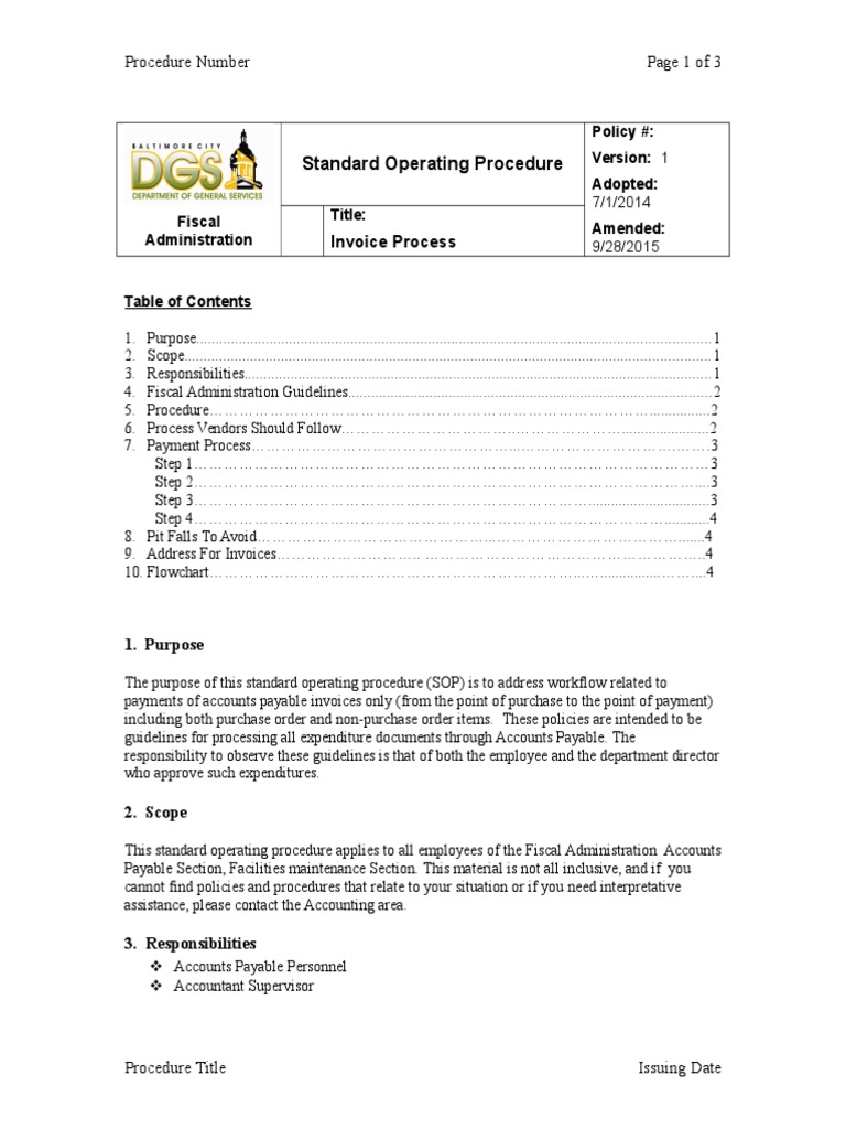 Sop - Invoice Processing | PDF | Receipt | Accounts Payable