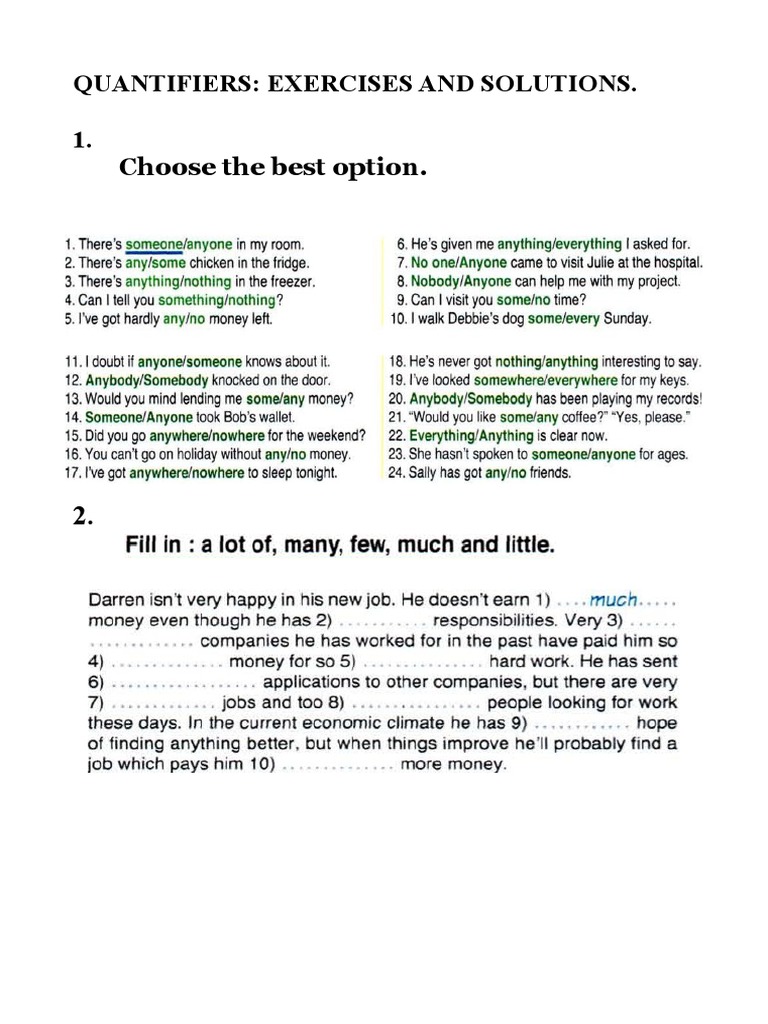 Quantifiers Exercises 2 | PDF